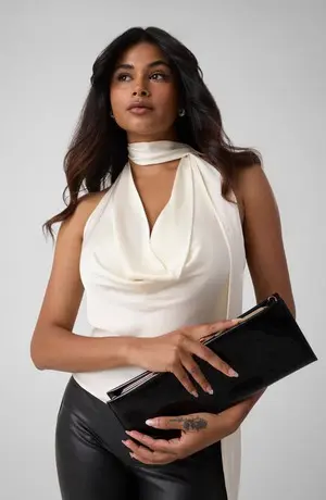 Guess Scarf Neck Silk Blend Satin Top