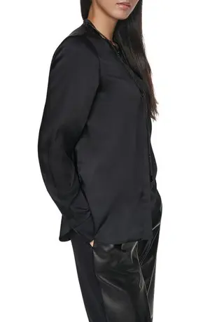 Dkny Embellished Necktie Long Sleeve Shirt