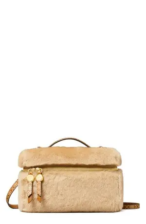 Tory Burch Romy Genuine Shearling Slim Top Handle Bag - Teddy