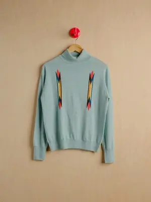 DEGEN Butterfly Intarsia Merino Turtleneck - Sky