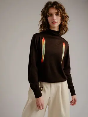DEGEN Butterfly Intarsia Merino Turtleneck Walnut