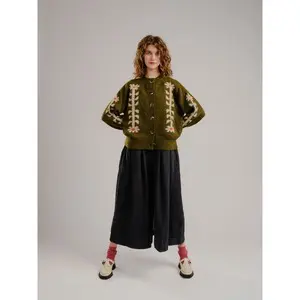 DEGEN Flower Power Alpaca Cardigan - Moss
