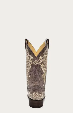 CORRAL Cowhide Embroidered Distressed Square Toe Western Boots