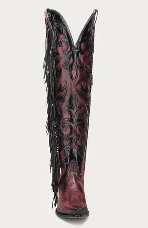 CORRAL Lamb Embroide Overlay Pointed Toe Tall Boots