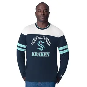 STARTER Deep Sea Blue Seattle Kraken Blitz Durene Long Sleeve T-shirt - Navy