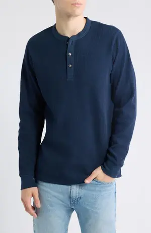 James Campbell Wafman Waffle Henley - Midnight