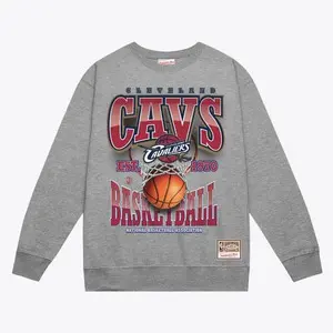 Mitchell & Ness Cleveland Cavaliers Hardwood Classics Tri 2.0 Crewneck Sweatshirt - Gray