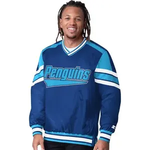 STARTER Pittsburgh Penguins Reliever V-neck Pullover Jacket - Blue