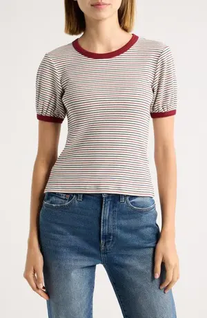 Rag & Bone The Essential Rib Striped Tee Ivory Multi