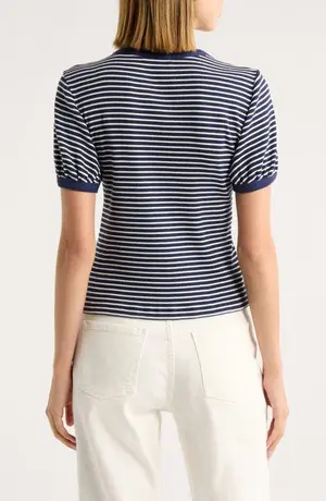 Rag & Bone The Essential Rib Striped Tee - Navy Multi
