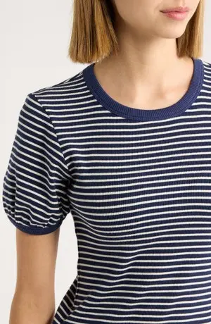 Rag & Bone The Essential Rib Striped Tee - Navy Multi