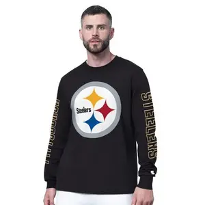 STARTER Pittsburgh Steelers Clutch Hit Ii Long-sleeve T-shirt - Black