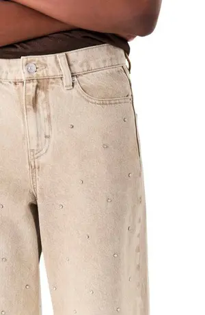 Maje Wide-leg Rhinestone Jeans - Beige