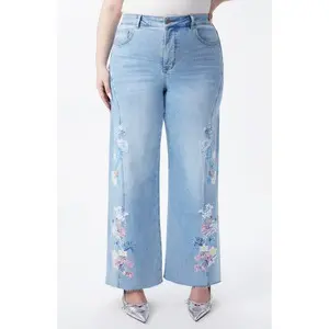 BAYEAS Embroidered High Waist Wide Leg Jeans