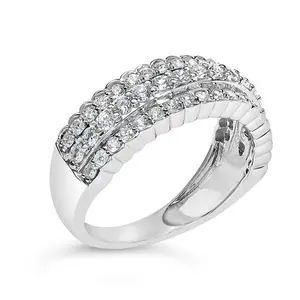HAUS OF BRILLIANCE Silver 1.0 Cttw Lab Grown Diamond 3 Row Band Ring