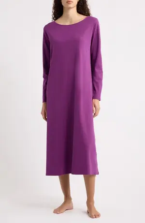 Eileen Fisher Bateau Neck Organic Pima Cotton Midi Dress - Jam