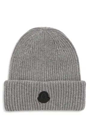 Moncler Leather Logo Patch Cashmere Beanie