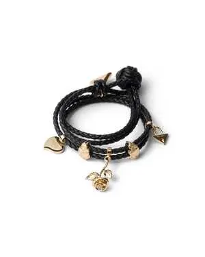 Prada Braided Nappa Leather Bracelet - Black