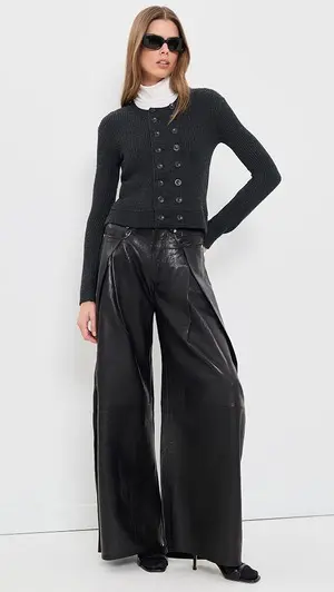 R13 Fold Over 5-pocket Lambskin Leather Pants