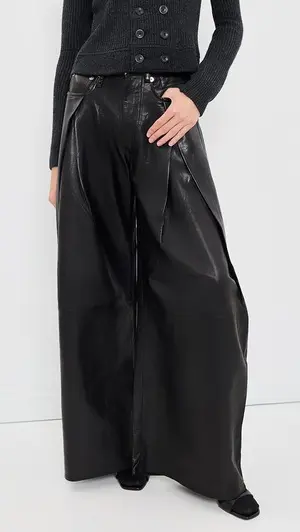 R13 Fold Over 5-pocket Lambskin Leather Pants