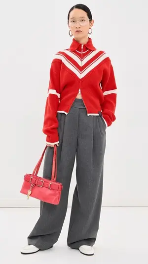Stella McCartney Sporty 80' Wool Knit Zip Jacket - Red