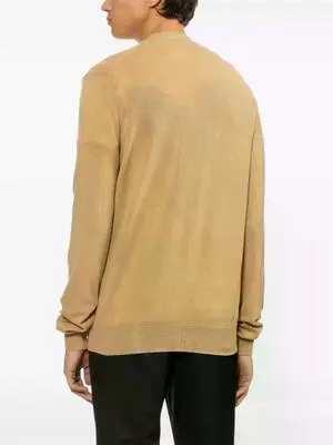 Play Comme Des Garcon Logo-embroidered Cardigan - Brown