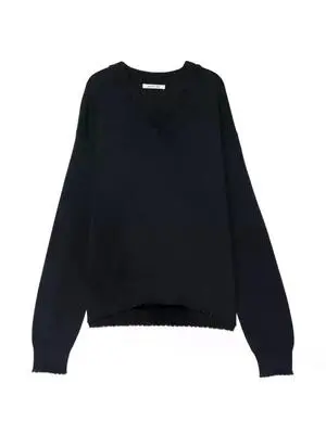 Helmut Lang Distressed V-neck Sweater - Black