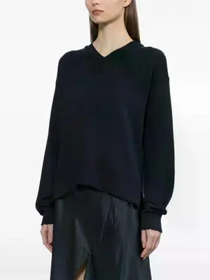 Helmut Lang Distressed V-neck Sweater - Black