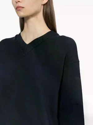 Helmut Lang Distressed V-neck Sweater - Black