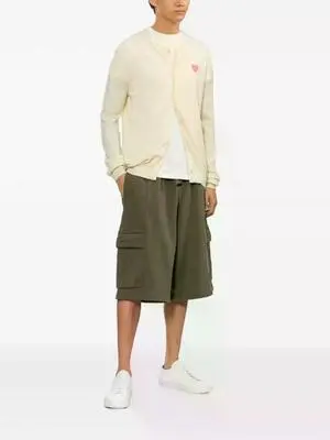 Play Comme Des Garcon Logo-embroidered Cardigan - Neutrals