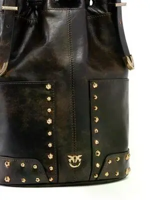 Pinko Studded Leather Bucket Bag