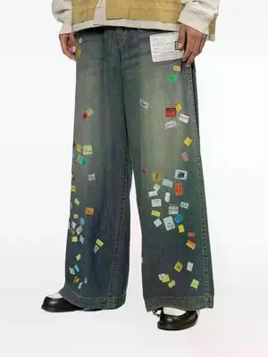 Mihara Yasuhiro Price-tag Sticker Printed Jeans