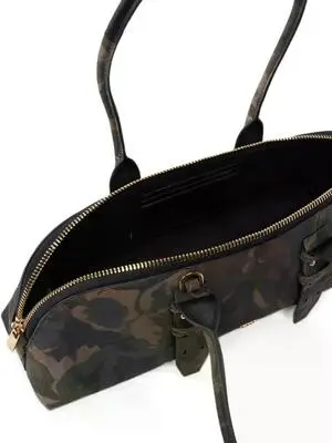 Pinko Camouflage-print Leather Tote Bag - Green