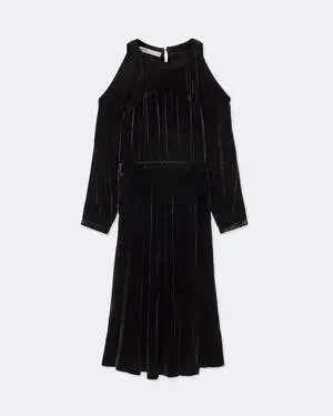 ALLSAINTS Chrissy Velvet Midi Dress - Black