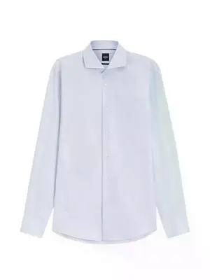 BOSS Slim-fit Shirt In Wrinkle-resistant Structured Cotton - Blue