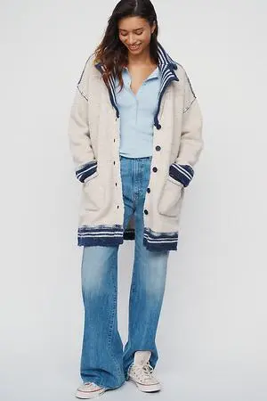 PILCRO Wool Len Longle Cardigan - Ivory Pattern