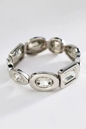 Anthropologie Chunky Bezel Crystal Bracelet - Silver