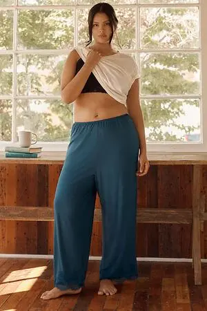 LYREBIRD Lace Trim Pants Modaluxe - Blue
