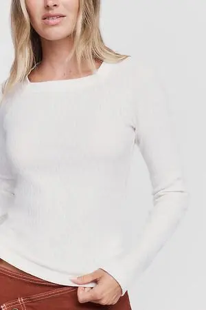 PILCRO Square Neck Long Sleeve Top