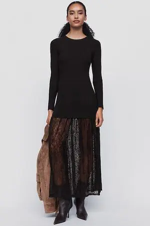 RAISONNEL Lace Hem Knit Maxi Dress - Black