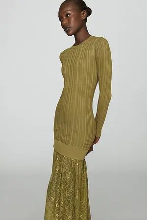 RAISONNEL Lace Hem Knit Maxi Dress