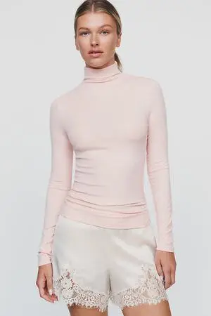Anthropologie Arena Wool Blend Fitted Turtleneck Top - Peach