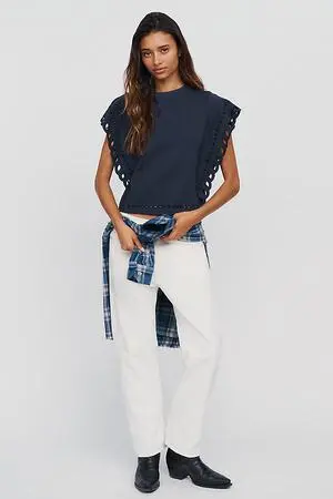 RAISONNEL 100% Cotton Cutwork Top