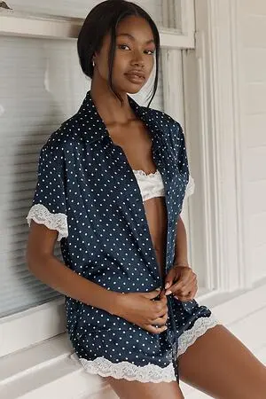 PAPINELLE Annabelle Sat Pajama Set - Ivory Dot