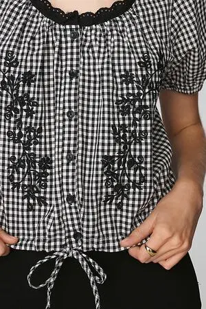RAISONNEL Embroidered Puff-sleeve Blouse