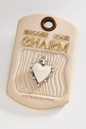 Anthropologie Crystal Heart Charm - Silver