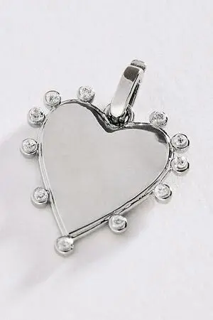 Anthropologie Crystal Heart Charm - Silver