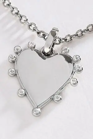 Anthropologie Crystal Heart Charm - Silver
