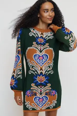 Farm Rio X Sweater Mi Dress - Arabesque Hearts