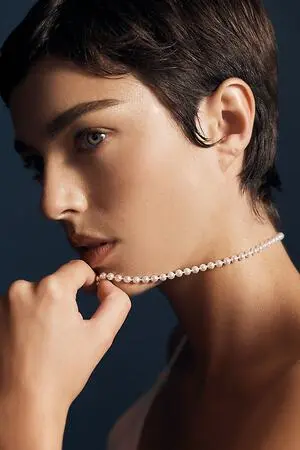 Nadri Maisie Pearl Collar Necklace - Silver
